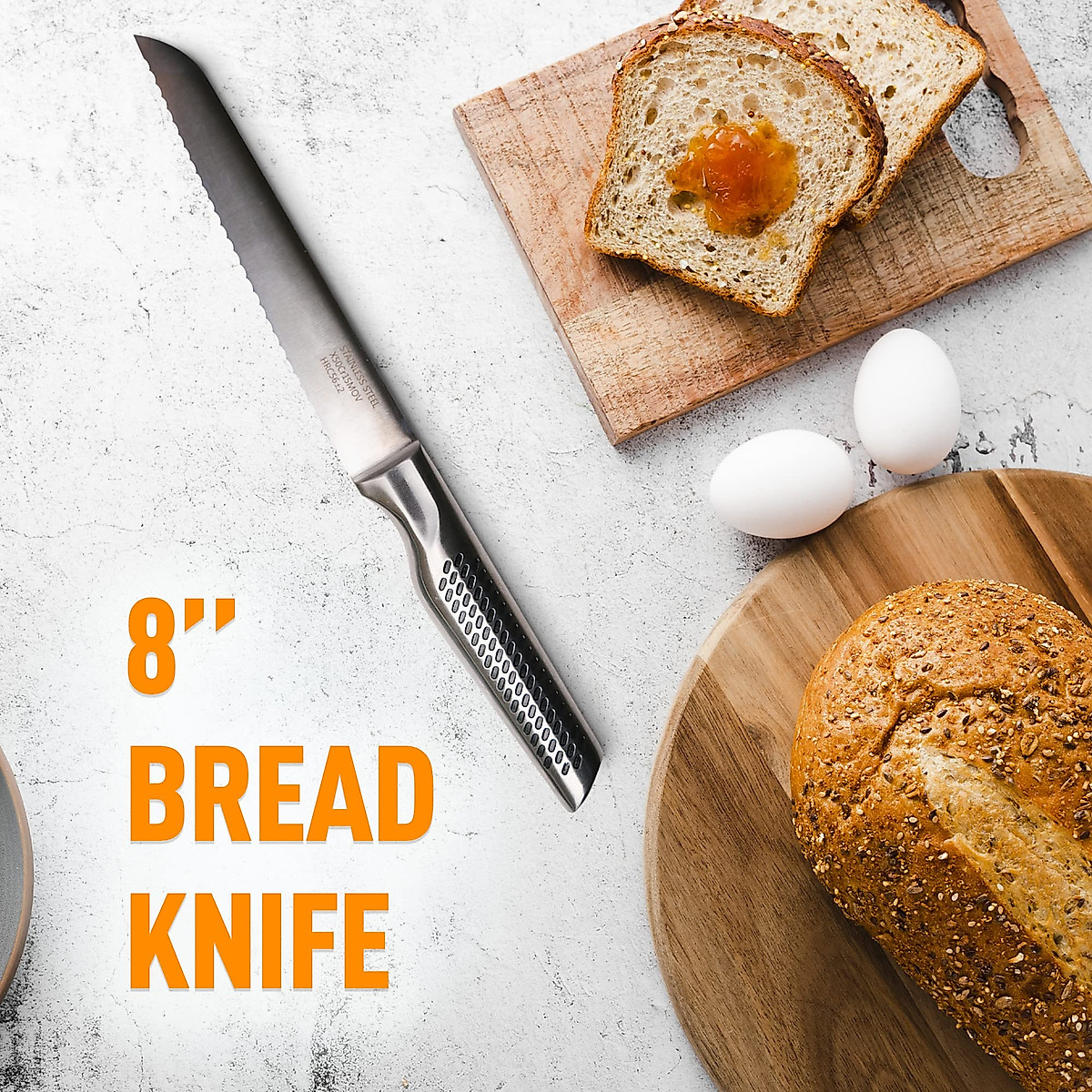 7 Pcs Ultra Sharp Kitchen Chef Knife Set with Magnetic Strip, Sharpener and Gift Box - Professional Stainless Steel Cooking Knives Set for Cutting Meat & Vegetable, Great for Gift