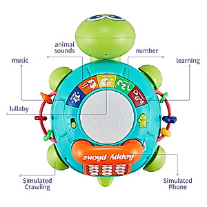 Bu-buildup Musical Turtle Toy, Baby Crawling Toys with Music and LED Lights, Toys to Encourage Crawling, Baby Toy with Music and LED Lights for Boys & Girl 18 Months+