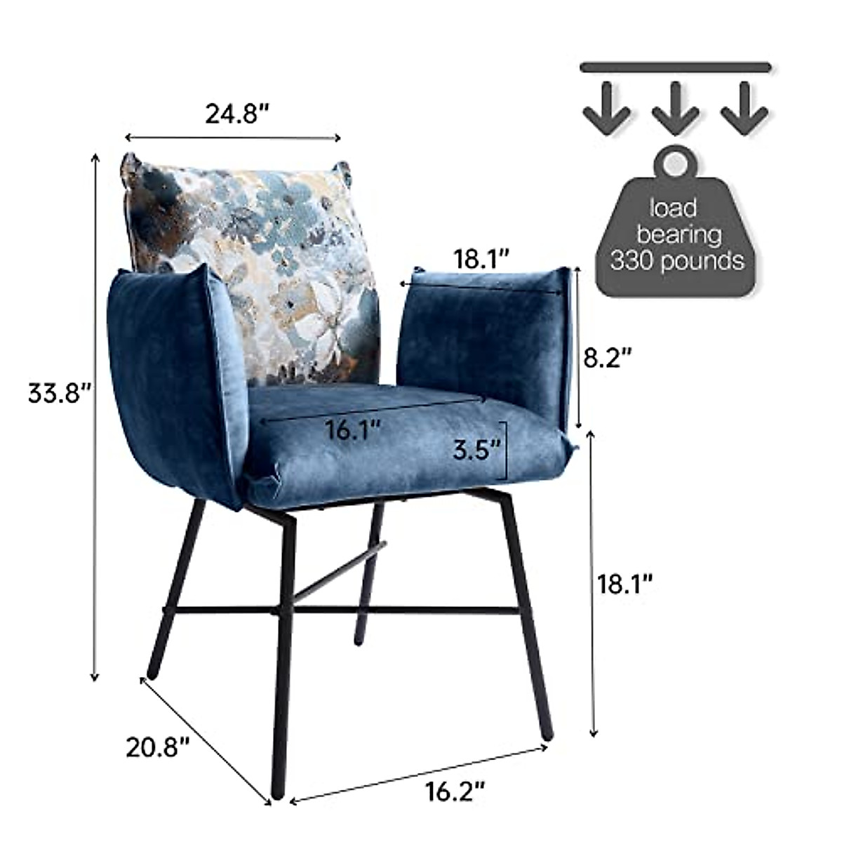 Zerifevni Armchairs Comfortable Desk Chair, Upholstered Modern Living Room Chair, Home Office Chair (Blue)