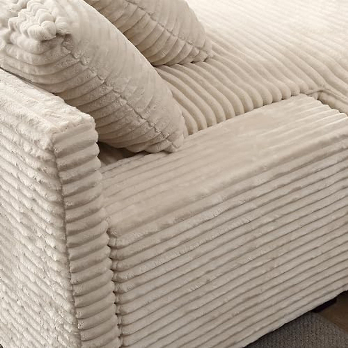 ERYE 74.8" Luxury Twin Chaise Daybed Sofa Couch for Living Room,Modern Corduroy Upholstery Lounge Love Seat Sleeper Sofabed with 6 Piilows