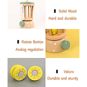 Wooden Blender Toys Play Set for Kids, Fruit Juicer Maker Toy, Montessori Pretend Play Food Kitchen Accessories for Toddler Girls and Boys (Juicer)