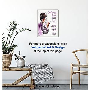 Inspirational African American Women Bible Verse Wall Art - Motivational Decor Poster for Black Girls, Teens Bedroom, Living Room, Dorm Apartment - Religious Christian Scripture Encouragement Gifts