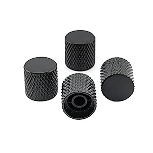Musiclily Metric 6mm Metal Guitar Flat Top Dome Knobs Volume Tone Control Knobs for Fender Telecaster Tele Electric Guitar Precision Bass, Black(4 Pcs)