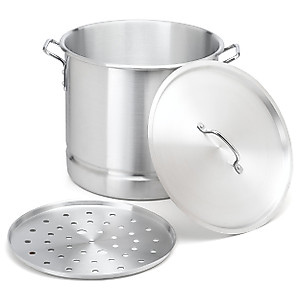 IMUSA USA Aluminum Tamale and Steamer Pot 32-Quart, Silver