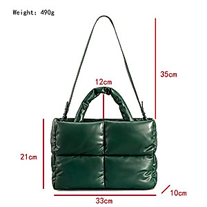 Cotton Down Padded Handbags Quilted Puffy Tote Bag for Women Lightweight Shopping Dating Working Traveling Bag