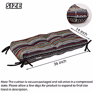 Big Hippo Bench Cushion 36 inch, Patio Bench Cushion Indoor, Patio Furniture Chair Cushion Bench Pad, Porch Swing Cushion with Ties