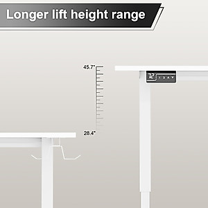 Shahoo L-Shaped Corner Standing Desk, Electric Height Adjustable Table, Home Office Workstation, 63 x 55 Inch, White