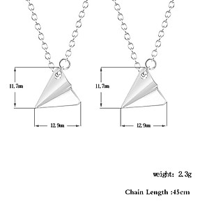 YOOESTORES82 2PCS Triangle Origami Plane Necklaces,Delicate Geometric Triangle Paper Airplane Pendant Necklace Set for Women Couples (Silver)