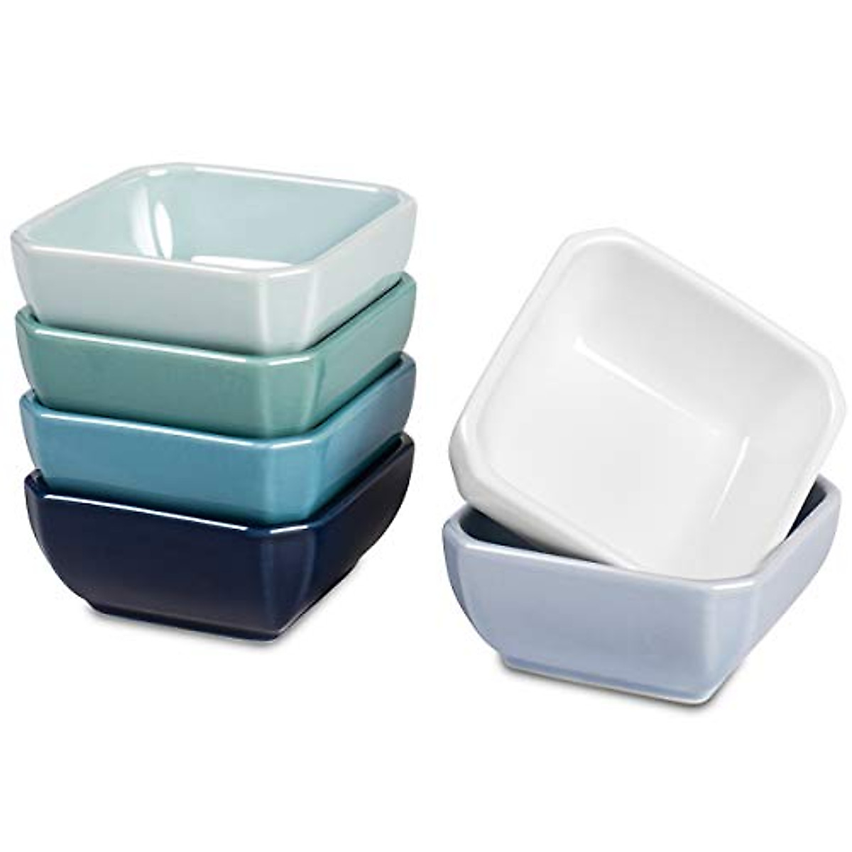 DELLING 3 Oz Ceramic Dip/Dipping Bowls Set - Dipping Soy Sauce Bowl/Dishes Small Sauce Bowls Cups for Sushi Tomato Sauce, Soy, BBQ-Chip and Serving Bowl Set - Set of 6,Colorful