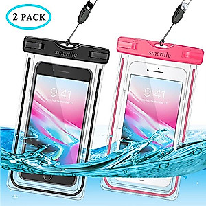smartlle Waterproof Phone Pouch Case, 2-Pack Universal Waterproof Cell Phone Bag/Holder for iPhone 13 12 11 Pro Max XS Max, SE XR X 8 7 6S Plus, Samsung Galaxy, LG, IPX8 Dry Bag with Neck Lanyard