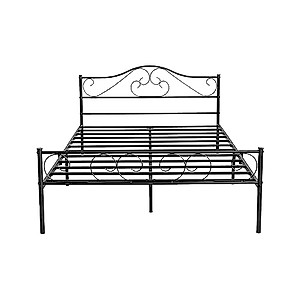 Queen Size Metal Platform Bed Frame with Headboard and Footboard, Heavy Duty, Heavy Duty Steel Slat Support, Storage Space Under Bed, Noise-Free for Boys Girls Teens Adults, No Box Spring Needed