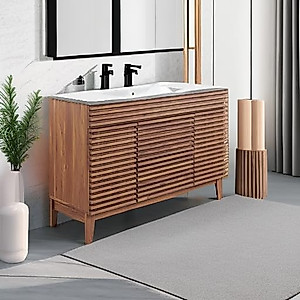 Modway Render Vanity Floor, Single Sink, Walnut White