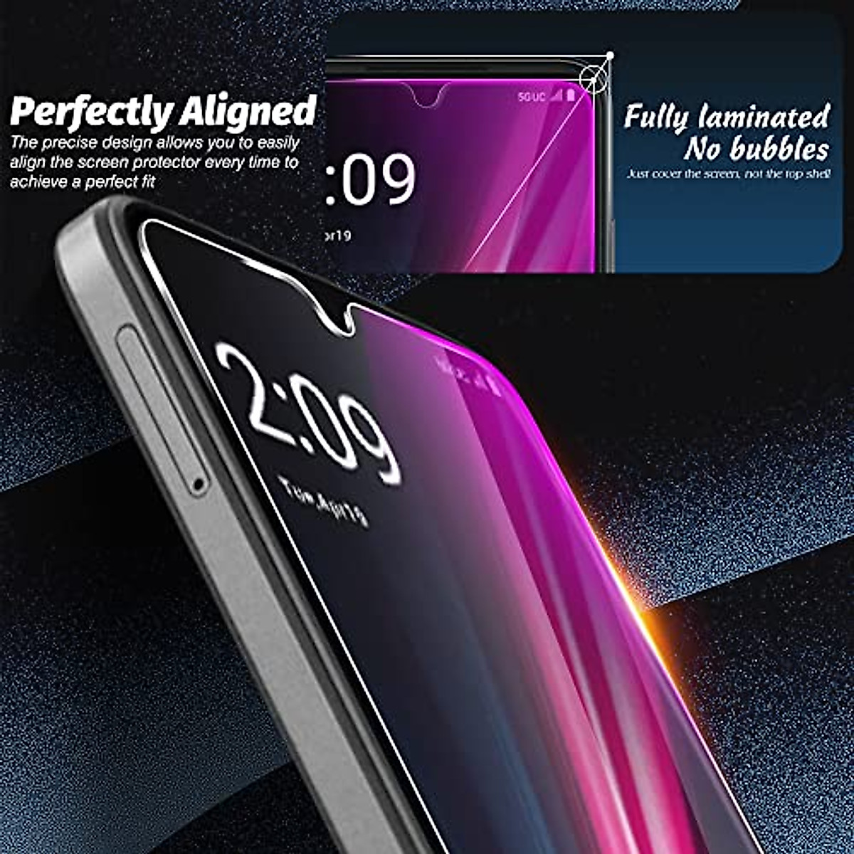 Orzero (4 Pack) Compatible for T-Mobile Revvl 6 Pro 5G Tempered Glass Screen Protector, 2.5D Arc Edges 9H HD Bubble-Free (Lifetime Replacement)