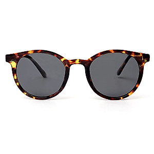 Kelens Vintage Polarized Horn Rimmed Round Circle Sunglasses UV400 Protection (Tortoise/gray, 50)