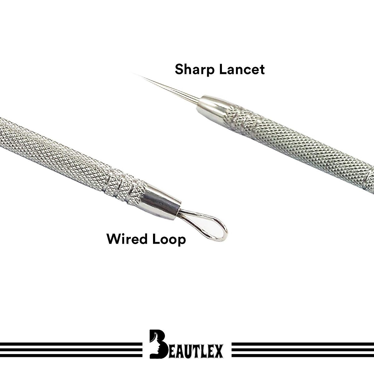 Lancet for Facial Milia Remover and Whitehead Extractor. Double Ended Angled Circle Loop & Sharp Needle Pimple Popper Tool. Dermatologists recommended Design and Comes with Synthetic Leather Storage