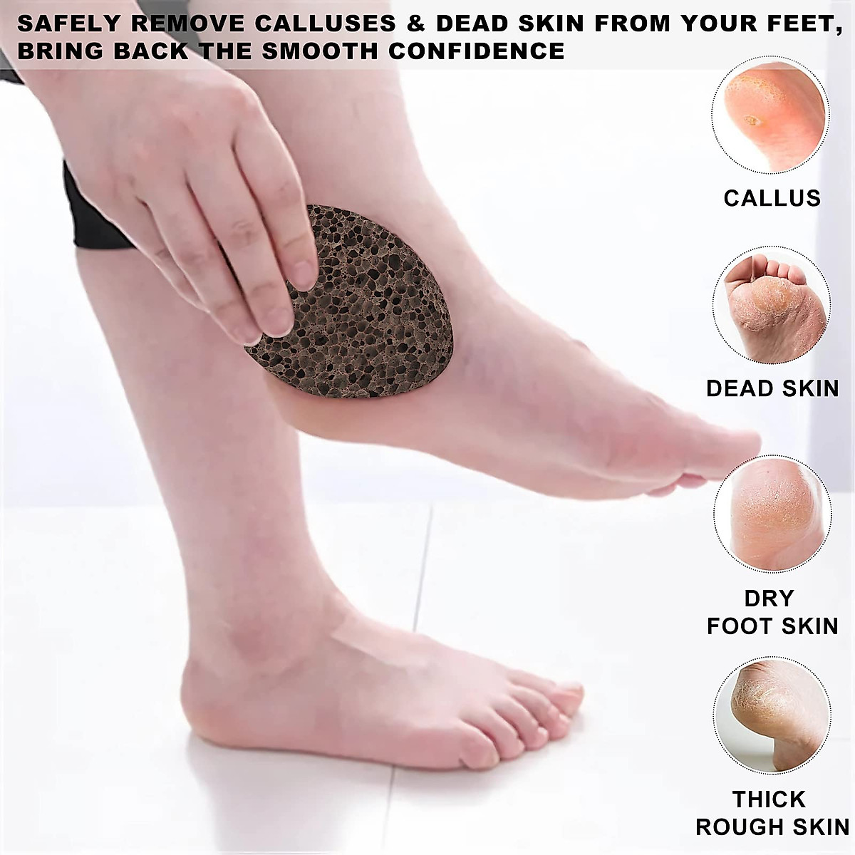 ICANdOIT Natural Brown Earth Lava Pumice Stone, Pedicure Exfoliation Tool,Callus Remover for Feet Heels and Palm,Corn Remover,Dry Dead Skin Scrubber,Health Foot Care,Dry&Wet Use,Pack of 1