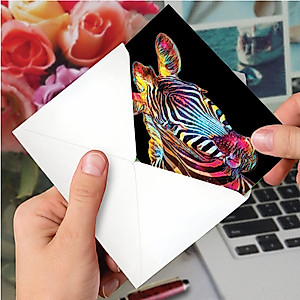 NobleWorks Birthday Greeting Card with 5 x 7 Inch Envelope (1 Card) BdayRainbow Zebras-Head C10327BBDG