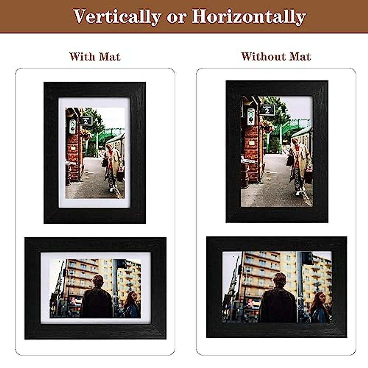 4x6 Picture Frame Real Glass Photo Frames Display 3.5x5 Pictures with Mat or 4x6 Pictures without Mat, 4x6 Frames for Tabletop or Wall Mount Display for Prints, Pictures, Artworks, Paintings(4 Colors)
