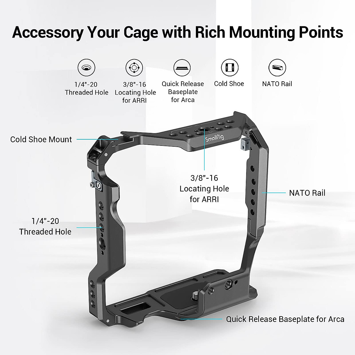SmallRig Cage for Sony Alpha 7R V/Alpha 7 IV/Alpha 7S III/Alpha 7R IV/Alpha 1 with VG-C4EM Battery Grip - 3594