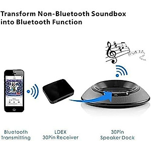 30 Pin Bluetooth Adapter, Wireless 30Pin Stereo Audio Adapter Bluetooth 5.0 Music Receiver for Bose Sounddock II 2 10 Lifestyle V35 135 Digital Music System Home Entertainment Speakers