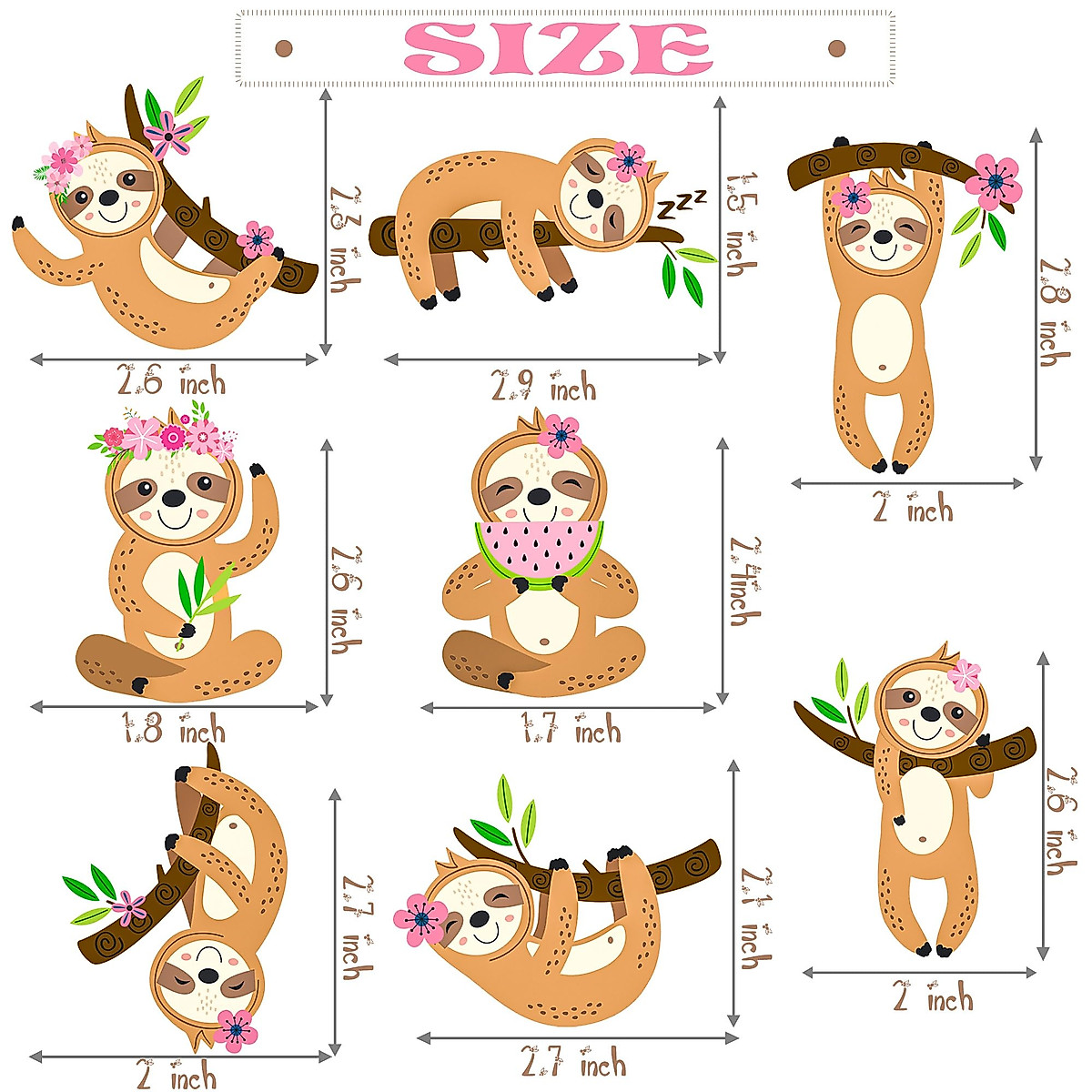 24pcs Sloth Cupcake Toppers Decorations Sloth Birthday Party Supplies Sloth Party Decorations for Kids Girls Sloth Theme Cute Animal Theme Birthday Party Wedding Baby Shower Supplies