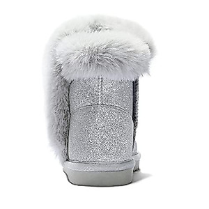 K KomForme Girls Snow Boots Warm Fur Lined Glitter Strap Winter Shoes Lightweight with Hook-and-loop(Toddler/Little Kids/Big Kids)