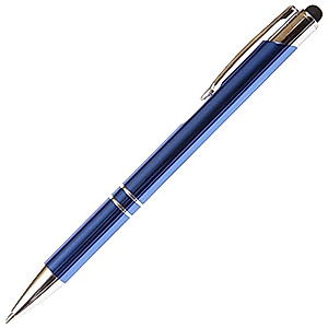 Blue JJ Ballpoint Pen with Stylus - Black Ink Refill, Medium Tip Point