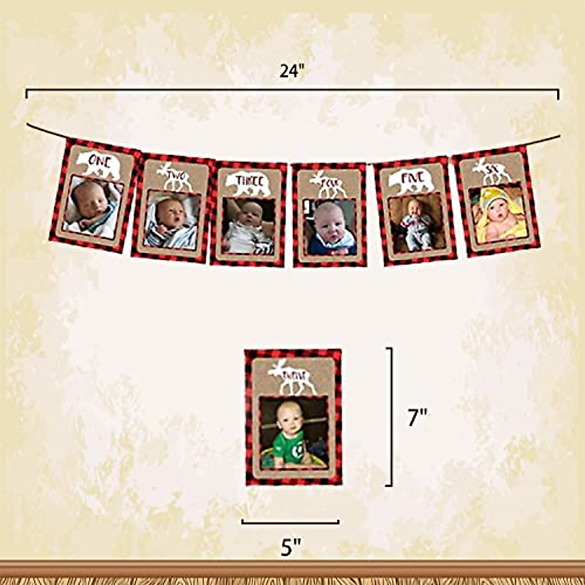 LaVenty Lumberjack First Birthday Banner Lumberjack Monthly Photo Banner Lumberjack First Year Photo Banner 1st Birthday Photo Banner Lumberjack Banner