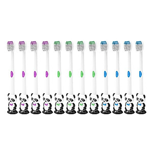 12 Pieces Kids Cartoon Panda Toothbrush Soft Bristles with Sunction Cup Individually Wrapped for Boys and Girls Toddler 3-12 Years