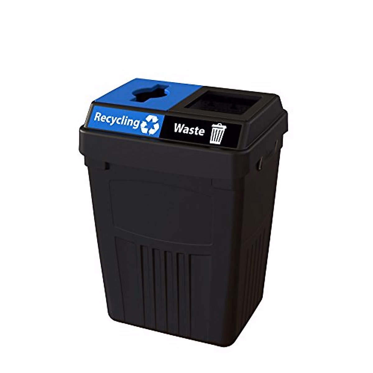 CleanRiver Flex E Bin - 50 Gallons | 2-in-1 Streams | Recycling & Waste Basket | Black Color