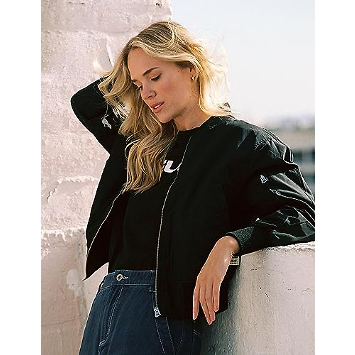 Zeagoo Womens Classic Quilted Jacket Short Bomber Jacket Coat, Black, Small