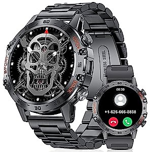 LIGE Military Smart Watches for Men(Answer/Dial), 1.39''Rugged Outdoor Smartwatch Health Fitness Tracker, 5ATM Waterproof,100+Sport Modes Tactical Pedometer Smart Watch for Android iOS Black