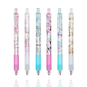 Eiodlulu Anime Gel Ink Pens 6 Pcs Cat Cute Kawaii School Supplies Set Ballpoint Pens For Students Teen Girls Gift Black 0.5mm