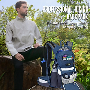 Multipurpose Hydration Backpack with 3L Water Bladder, High Flow Bite Valve, Perfect Water Backpack 18L for Hiking, Cycling