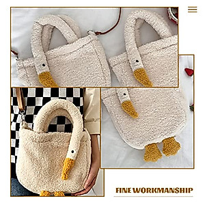 CALLARON Cute Plush Goose Bag Funny Novelty Goose Purse Plush Shoulder Bag Large Tote Handbag Purse Faux Fur Shopping Dating Bag