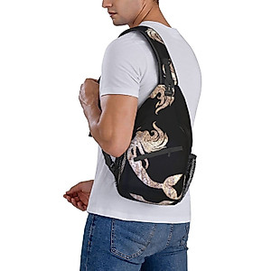 PSVOD Black Mermaid Crossbody Bag, Men'S And Women'S Sling Chest Cross Body Bag, Used For Leisure And Travel