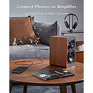 ANDTOBO 1/4''(6.35mm) Male to 1/8'' (3.5mm) Female Stereo Audio Jack Pure Copper Adapter for Headphone, Amp, 1 Pack-Black