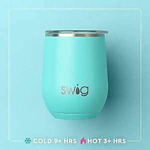 Swig Life 12oz Wine Tumbler with Lid, Stainless Steel, Dishwasher Safe, Portable, Triple Insulated Wine Tumbler (Aura)