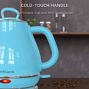 Anfilank Gooseneck Electric Kettle(1.0L), 100% Stainless Steel BPA Free Classic Pour Over Coffee Kettle, Electric Teapot with Auto Shut & Boil Dry Protection,1500 Watt Quick Heating-Turquoise Blue