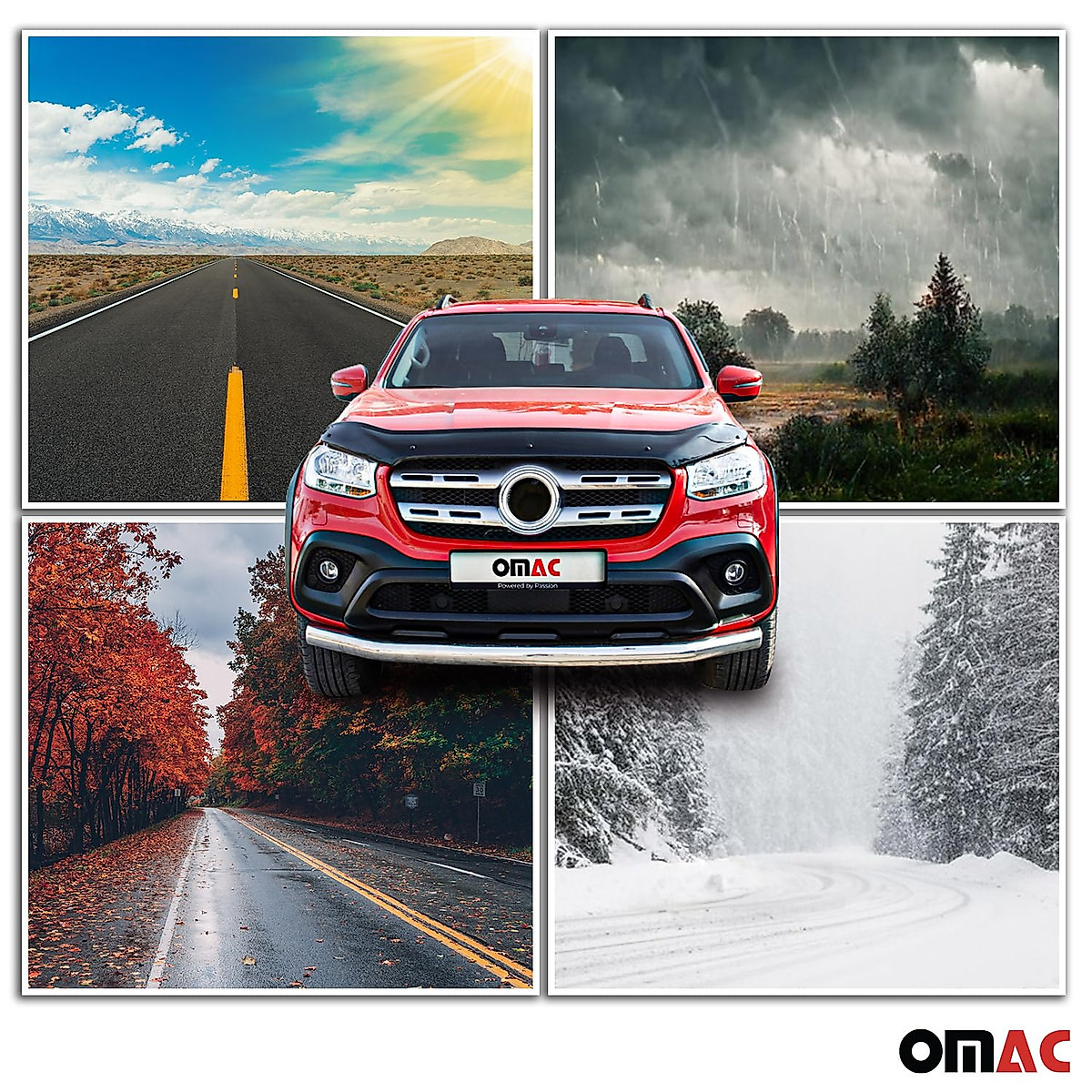 OMAC Front Bug Shield Hood Deflector Guard for VW Tiguan 2018-2021 Black Smoke