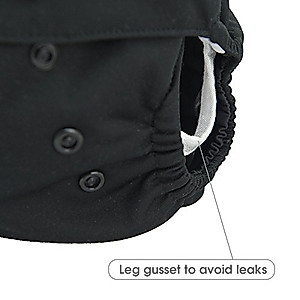 Babygoal Cloth Diaper Covers for Fitted Diapers and Prefolds with Double Gusset,Adjustable Reusable for Baby Boys, 6pcs Covers+One Wet Bag 6DCF02