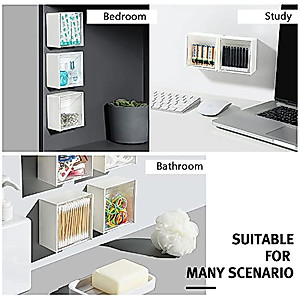 Meltset Wall Mounted Storage Box Self-Adhesive Water&Dust Proof Storage Dispenser Transparent Acrylic Organizer Bathroom Small Storage Container for Cotton Ball, Cotton Pad, Bandaid