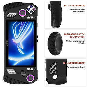 KSKSPE Protective Case for ASUSS ROG Allys Gamings Handheld, Soft Silicone Protective Skin Sleeve, Anti-Slip & Scratch Game Console Silicone Cover for ASUSS ROG Allys Gamings Handheld-Black