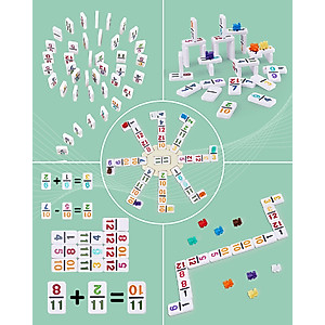 KAILE Mexican Train Dominoes Set with Numbers, 91 Tiles Double 12 Colored Dominoes Game Set with Aluminum Case for Families Kids 2-4 Players