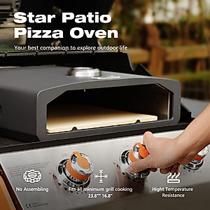 STAR PATIO Pizza Oven for Grill - Portable Grill Top Pizza Oven with Pizza Stone, Pizza Peel and Thermometer - Home Backyard Pizza Maker for Charcoal Grill, Gas Grill, PZB-002