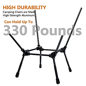 Ovyuzhen Portable Camping Chair, Folding Chair Supports 330lbs with Side Pockets Lightweight Heavy Duty for Outdoor Fishing Picnic Beach Hiking Backpacking Travel