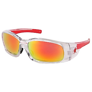 MCR Safety Glasses SR14R Fire Mirror Polycarbonate Lens with UV Protection and Scratch Resistant Coating, Clear Glasses, 1 pair
