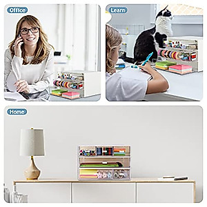 MAYGIBYE Desk Organizer with 6 Drawers, Rectangular Desktop Drawers, Plastic Makeup Storage,Detachable Design Holder Desk Organizer and Accessories, Suitable for Office, School, Home (White)