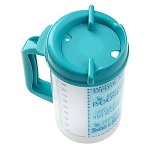 Drink Water Hospital Cup with Lid and Straw, Water Cup with Straw and Lid, Hospital Water Bottle with Straw and Handle, 32 Ounce Cup with Handle and Straw, 32 oz Insulated Mug, Drinking Cups, Teal Lid