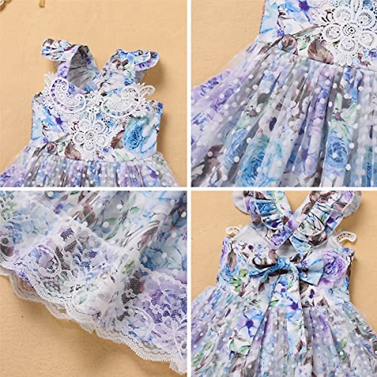 Baby Toddler Girl Summer Dress,Little Girls Boho Tutu Dress A-line Birthday Christmas Party Princess Dress Sleeveless Backless Ruffle Swing Daddy&Daughter Dance Dresses Blue-Tulle 6-12 Months